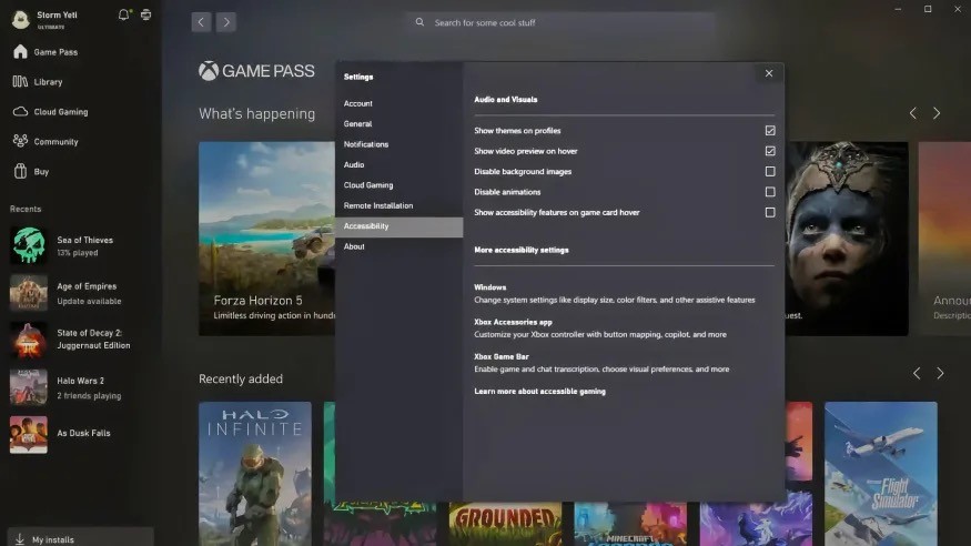 App Xbox per PC: nuovi filtri per durata e opzioni di accessibilità