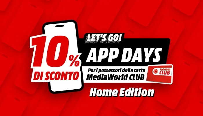 App Day Mediaworld: 10% di sconto su tanti prodotti con Carta Club