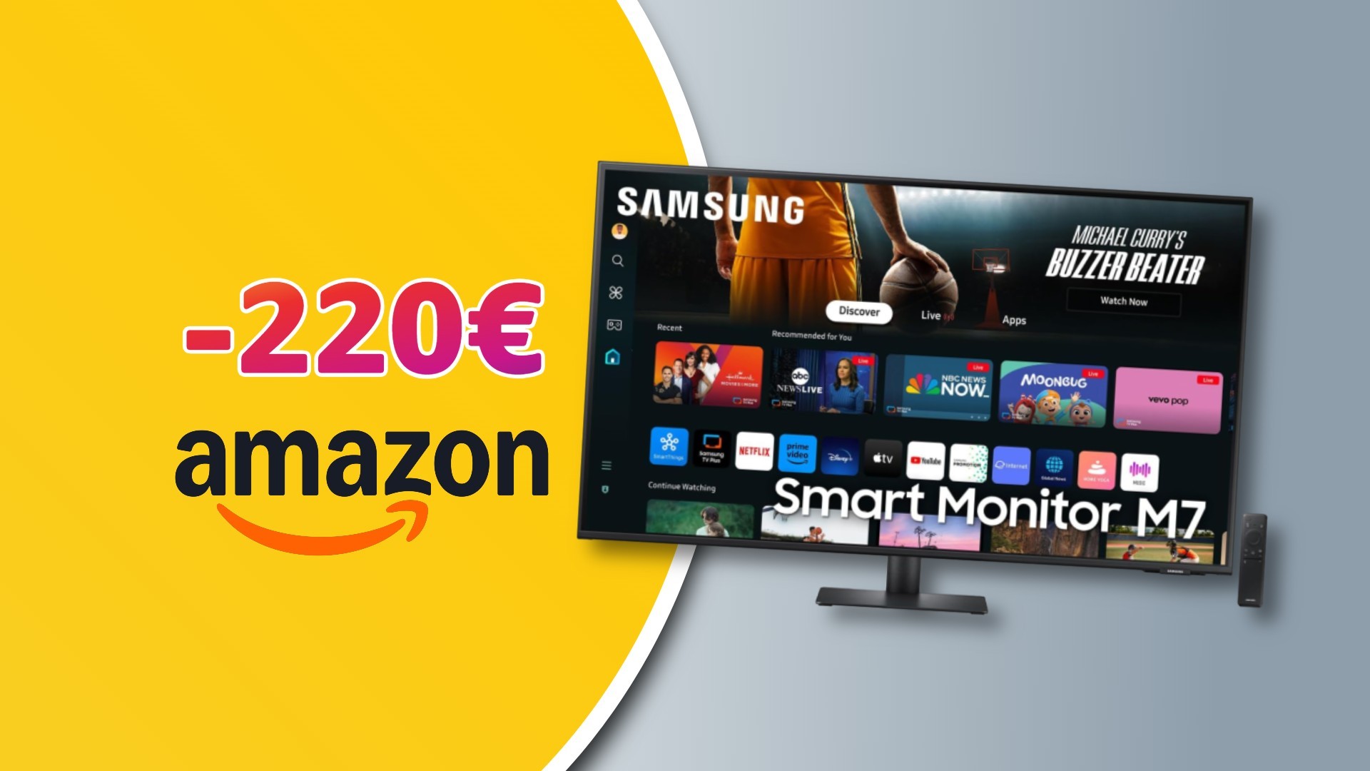 Il Samsung Smart Monitor M7 4K è scontato di 220€ su Amazon