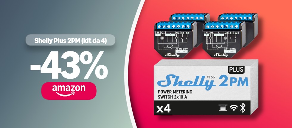Shelly Plus 2PM: il kit con 4 relè precipita del 43% con il Black Friday