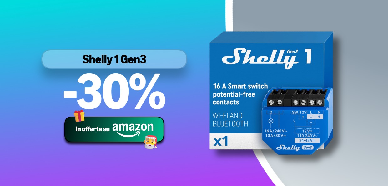 Meno di 14€ per il relé smart Shelly 1 Gen3: non può mancare in una ...
