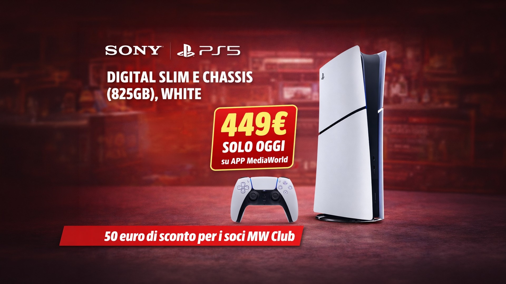 PS5 Digital Slim a 449€ solo oggi su app MediaWorld: 50 euro di sconto ...