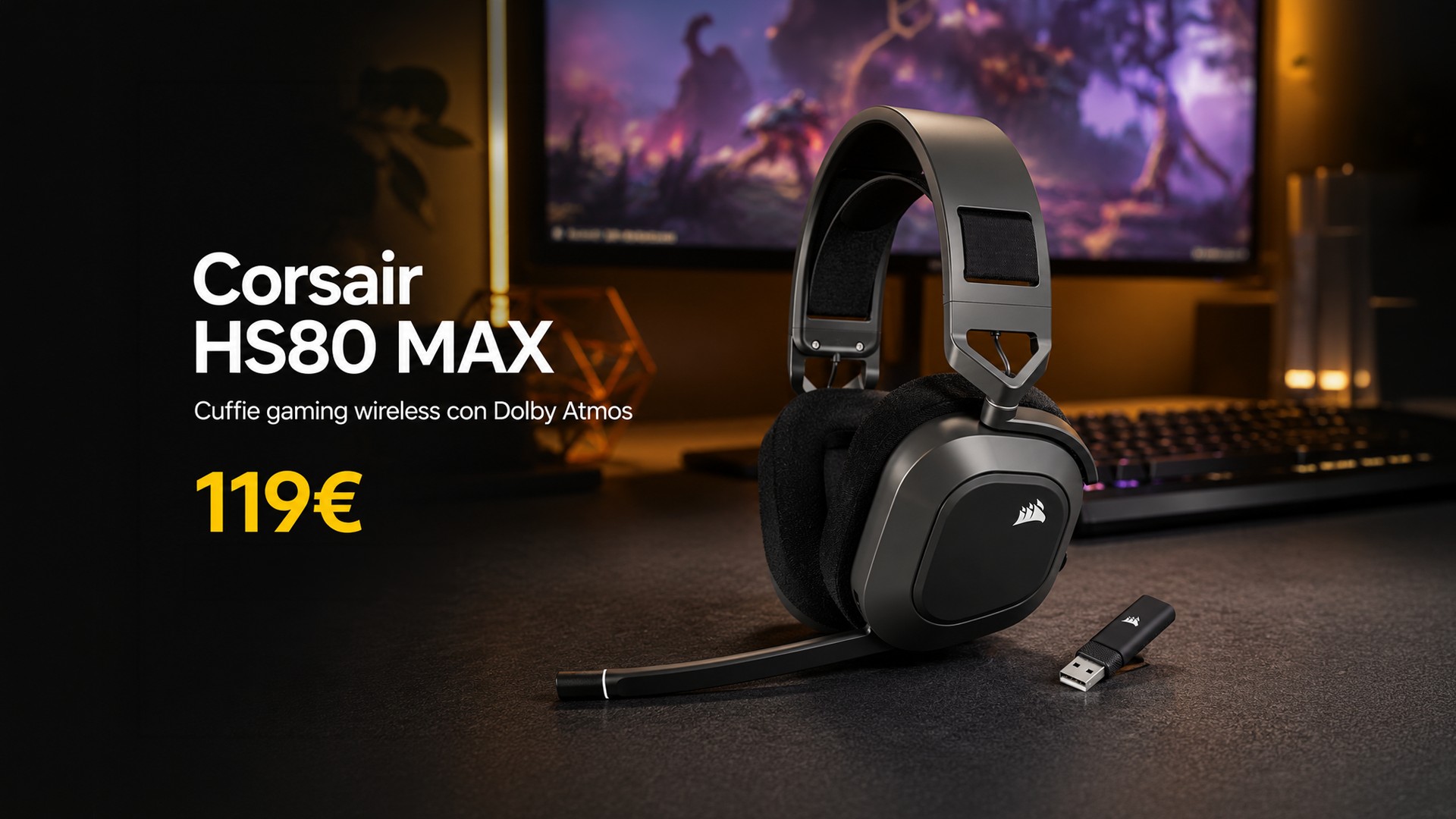 Corsair HS80 MAX a 119€: le cuffie gaming wireless con Dolby Atmos ...