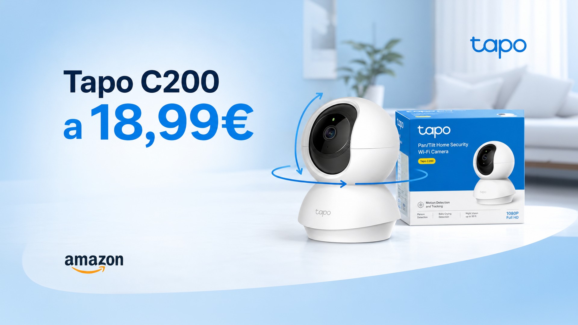 Tapo C200 a 18,99€: la telecamera 360° sotto i 20€ torna al minimo storico