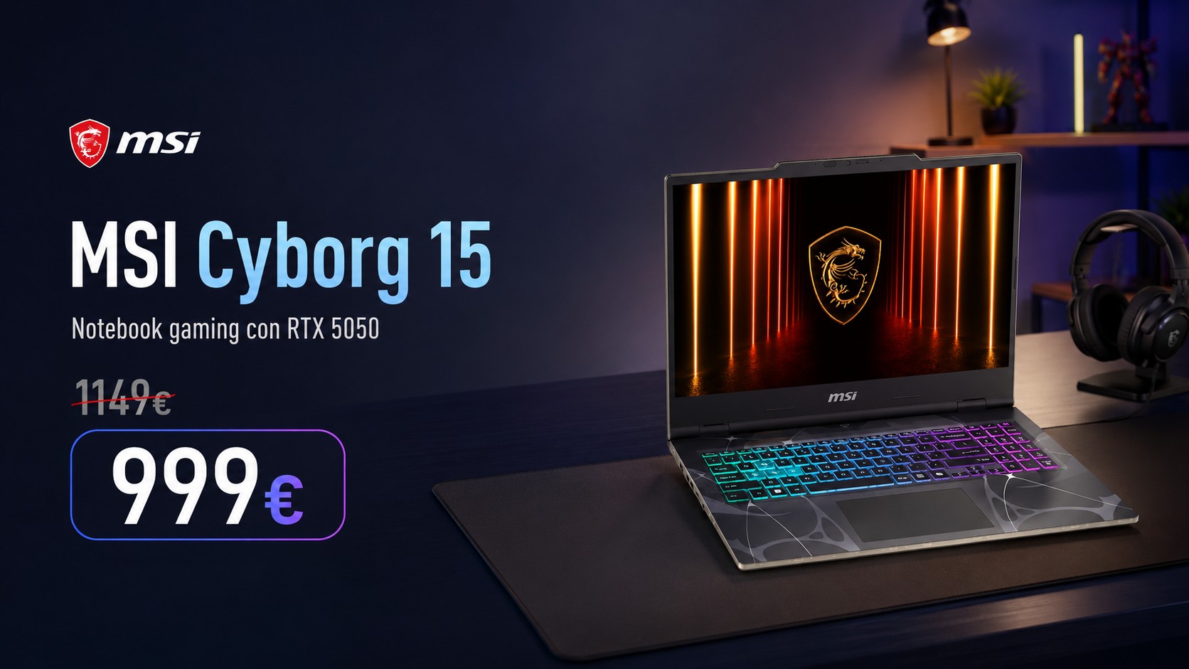 MSI Cyborg 15 con RTX 5050 a 999€: il notebook gaming che ora diventa ...