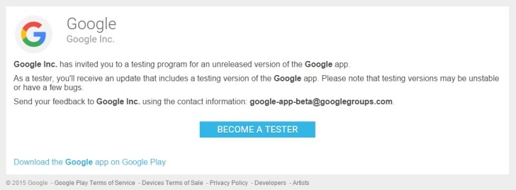 Google vi invita a diventare beta tester di "Google"