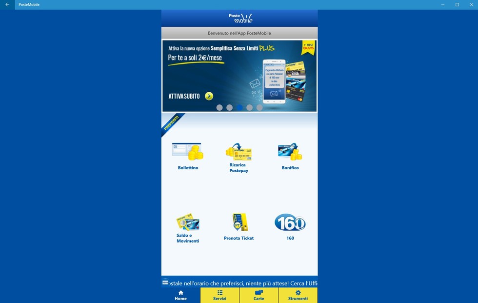 L'app PosteMobile disponibile nel Windows Store anche per PC e tablet