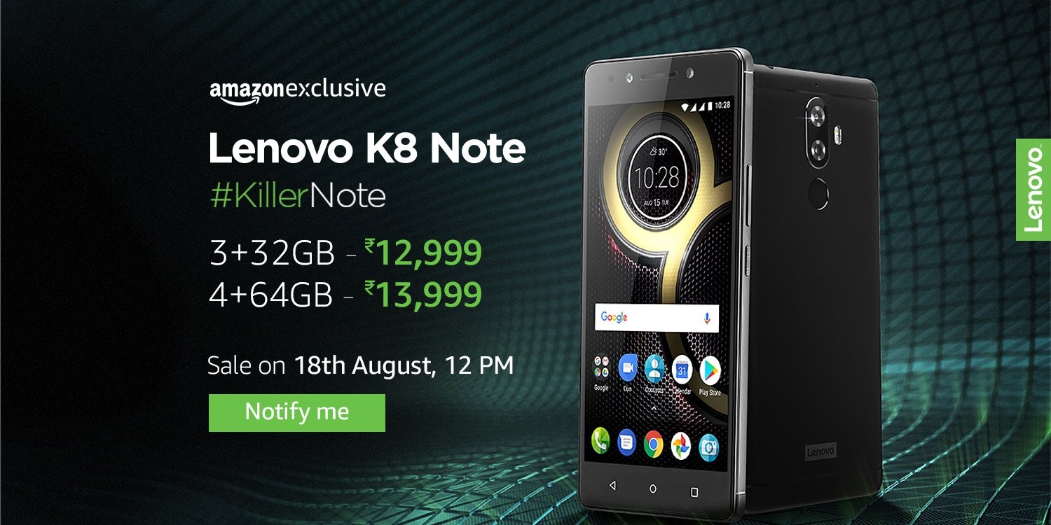 Lenovo K8 Note, Android stock e doppia fotocamera a 174 euro